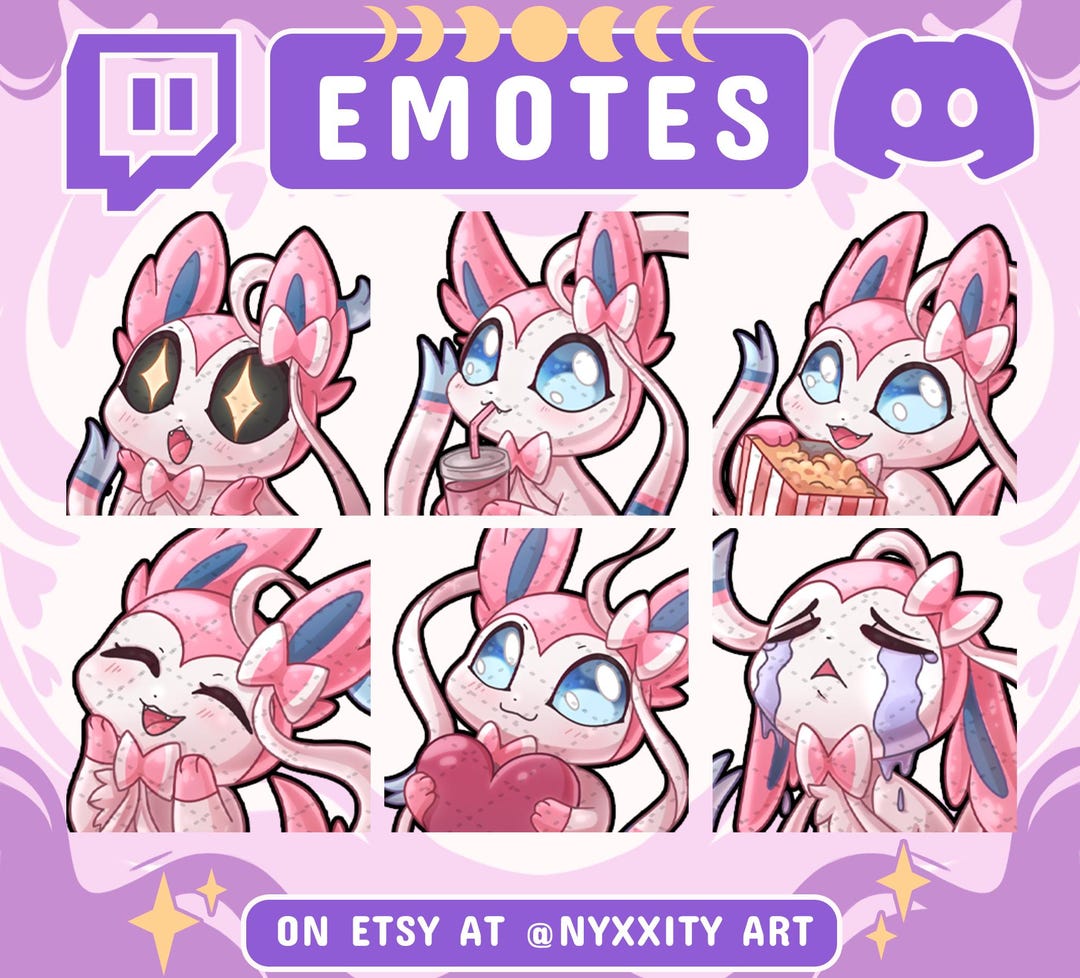 Sylveon Twitch Emote Set: Hand-drawn Emojis (digital Download) - Etsy UK