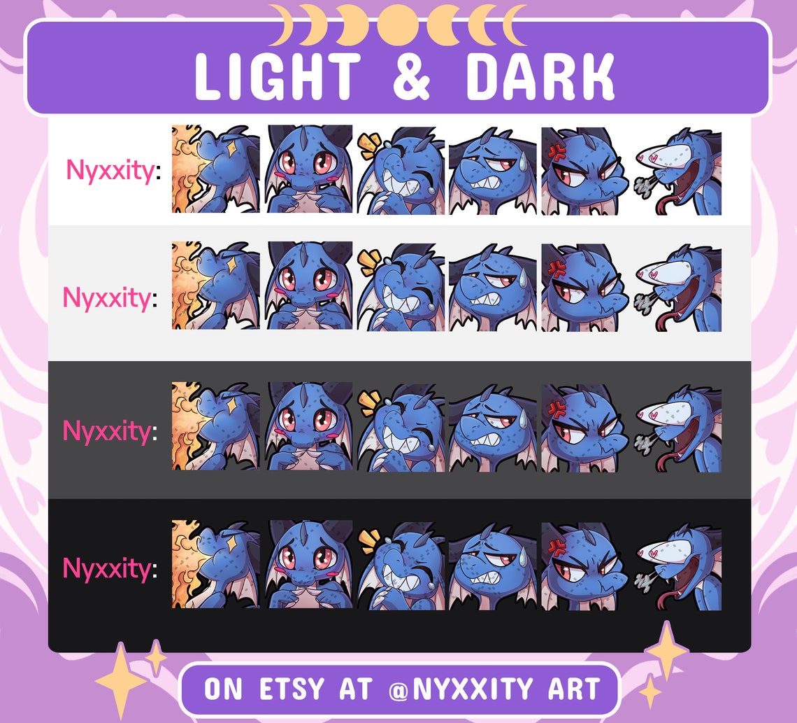 Dragon Twitch and Discord Emotes Set #1 Blue | 6 Cool Dnd Emojis for ...