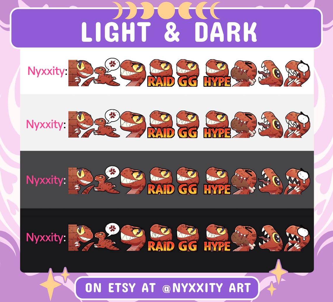 Dinosaur Twitch Emote Bundle, Raptor Twitch Emote Set for Streamer ...
