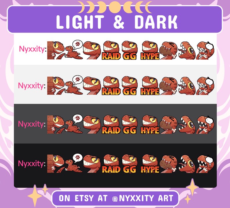 Dinosaur Raptor Twitch Emote Bundle: Funny Dino Streamer Pack (digital ...