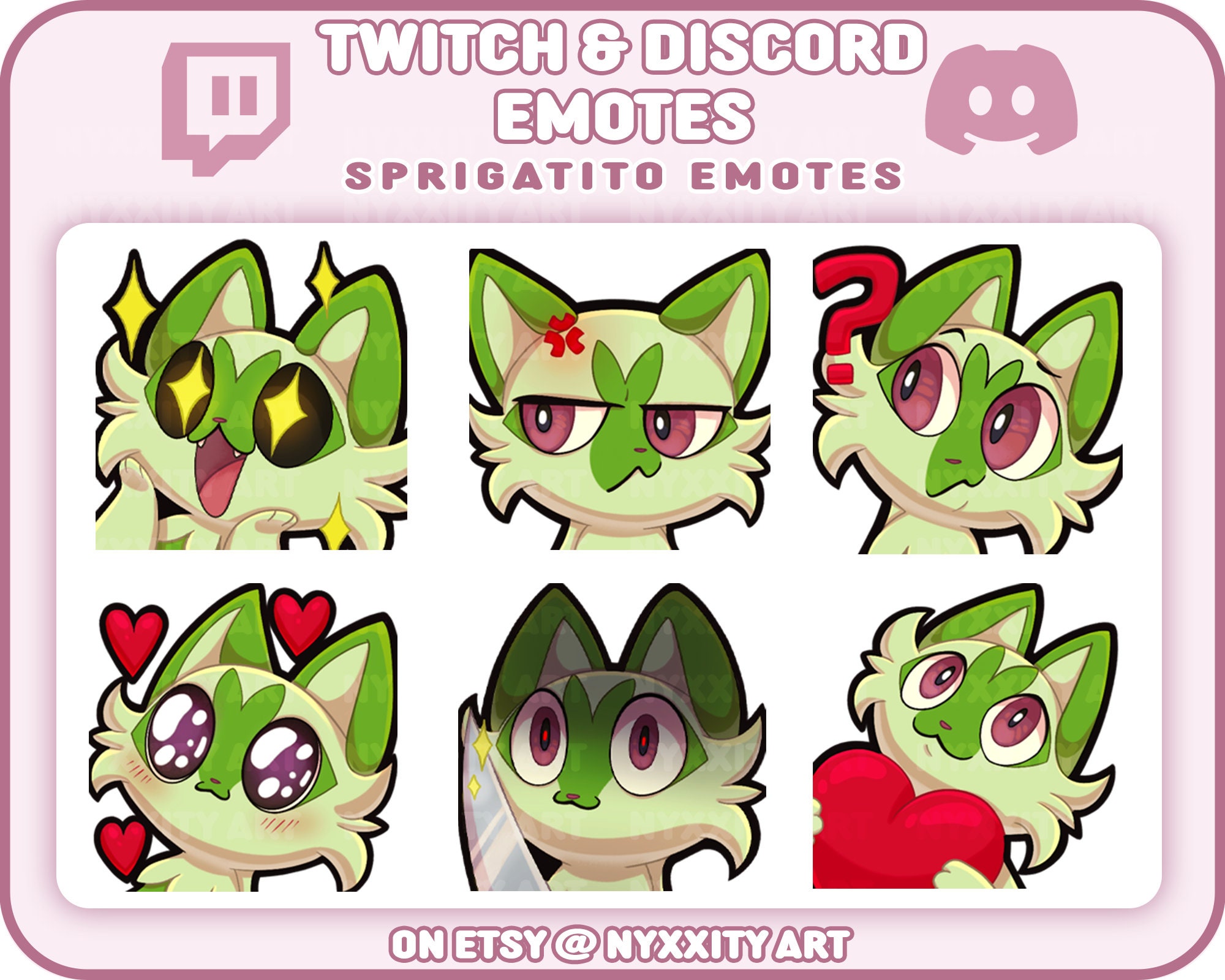Sprigatito Twitch Emote Cute Kawaii Twitch Emote / Emoji for - Etsy