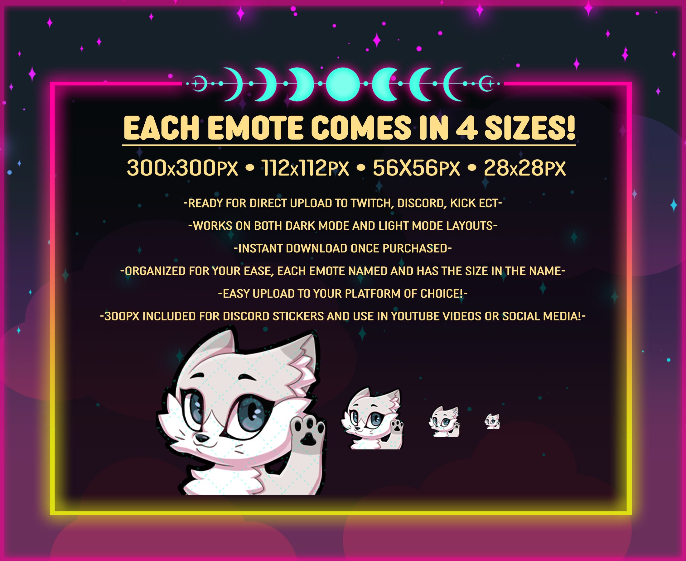 White Fox Twitch and Discord Emotes 6 Cool Emojis for - Etsy Australia