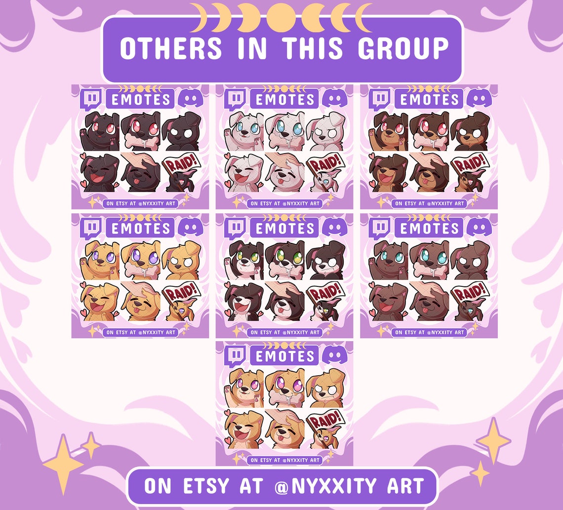 Chocolate Puppy Dog Twitch and Discord Emotes 6 Kawaii Emojis for ...