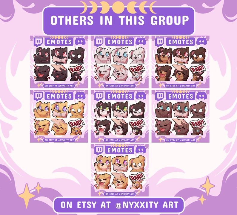 Chocolate Puppy Dog Twitch and Discord Emotes | 6 Kawaii Emojis for ...