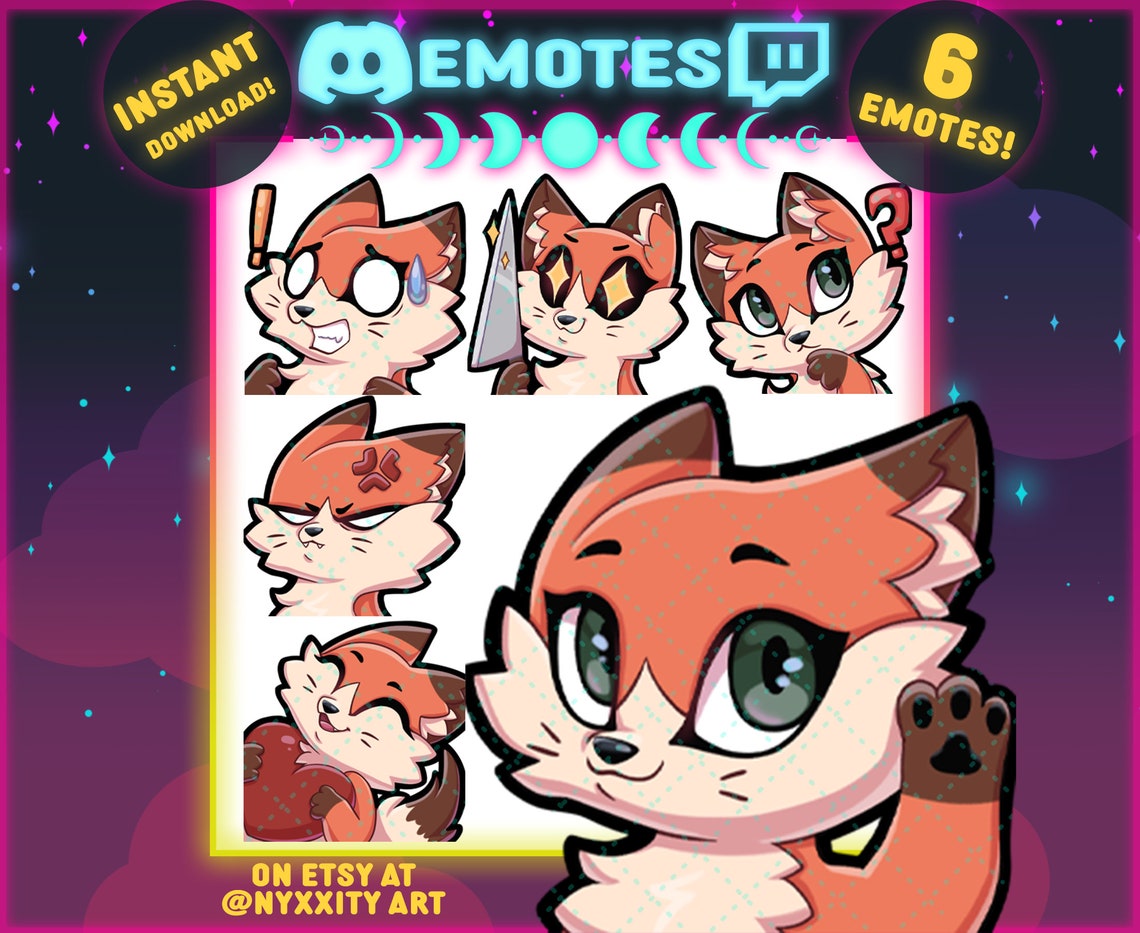 Red Fox Twitch and Discord Emotes 6 Cool Emojis for - Etsy