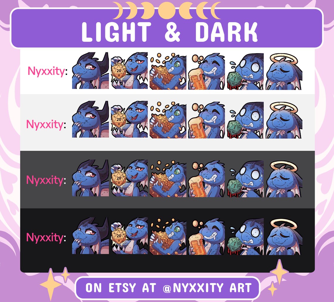 Dragon Twitch and Discord Emotes Set #2 Blue | 6 Cool Dnd Emojis for ...
