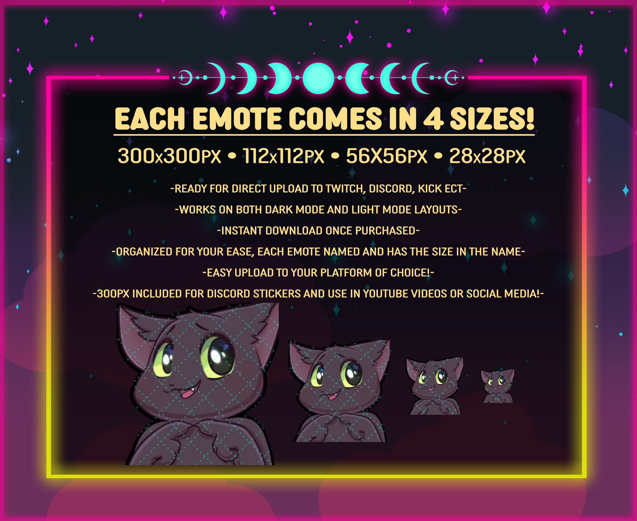 Emote de gato negro tímido animado / Emote de gato negro lindo - Etsy ...