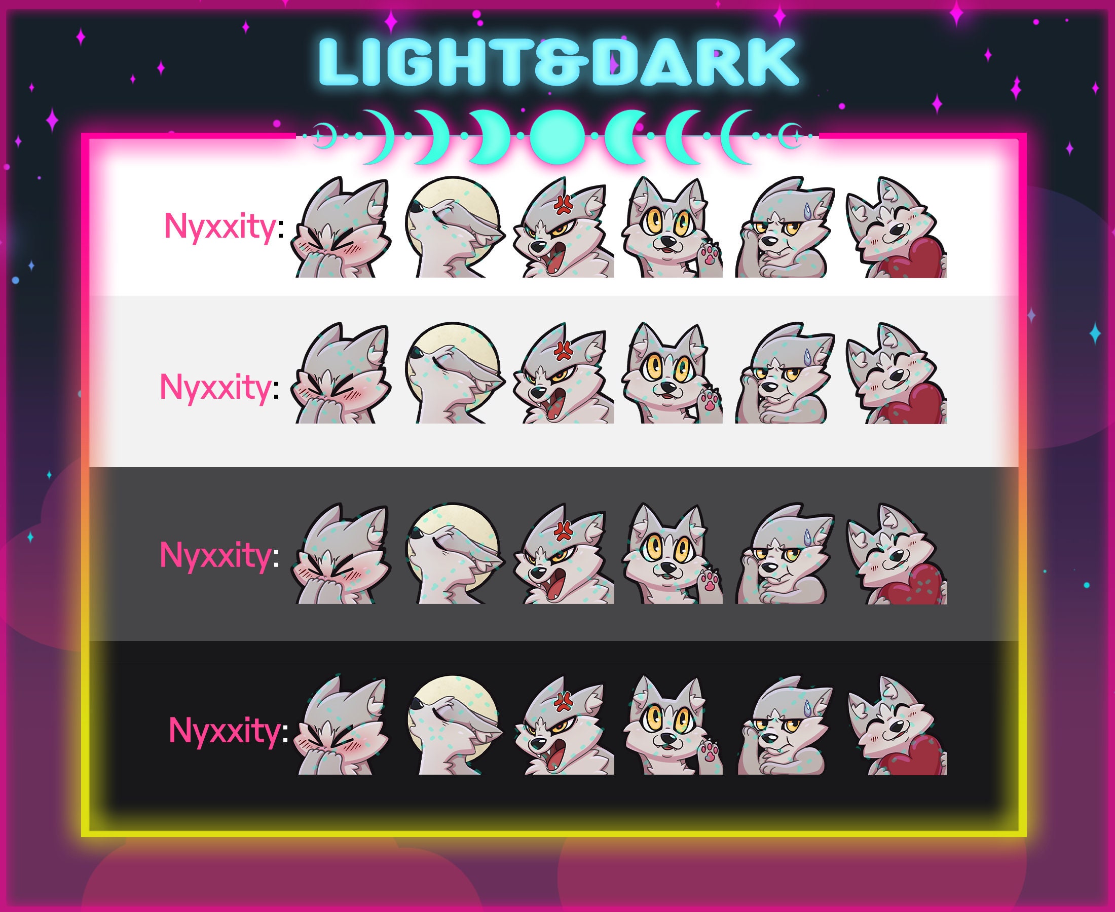 Gray Wolf Twitch and Discord Emotes Set 1 6 Cool Emojis for - Etsy
