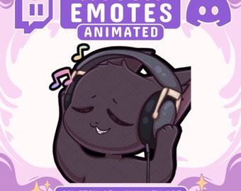 Animated Black Cat Pet Twitch Emote Cute Black Cat Emote for Streamer ...