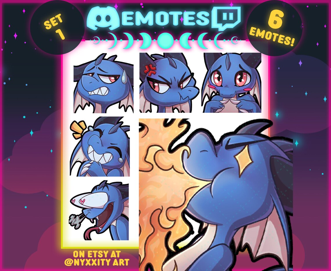 Dragon Twitch and Discord Emotes Set 1 Blue 6 Cool Dnd - Etsy