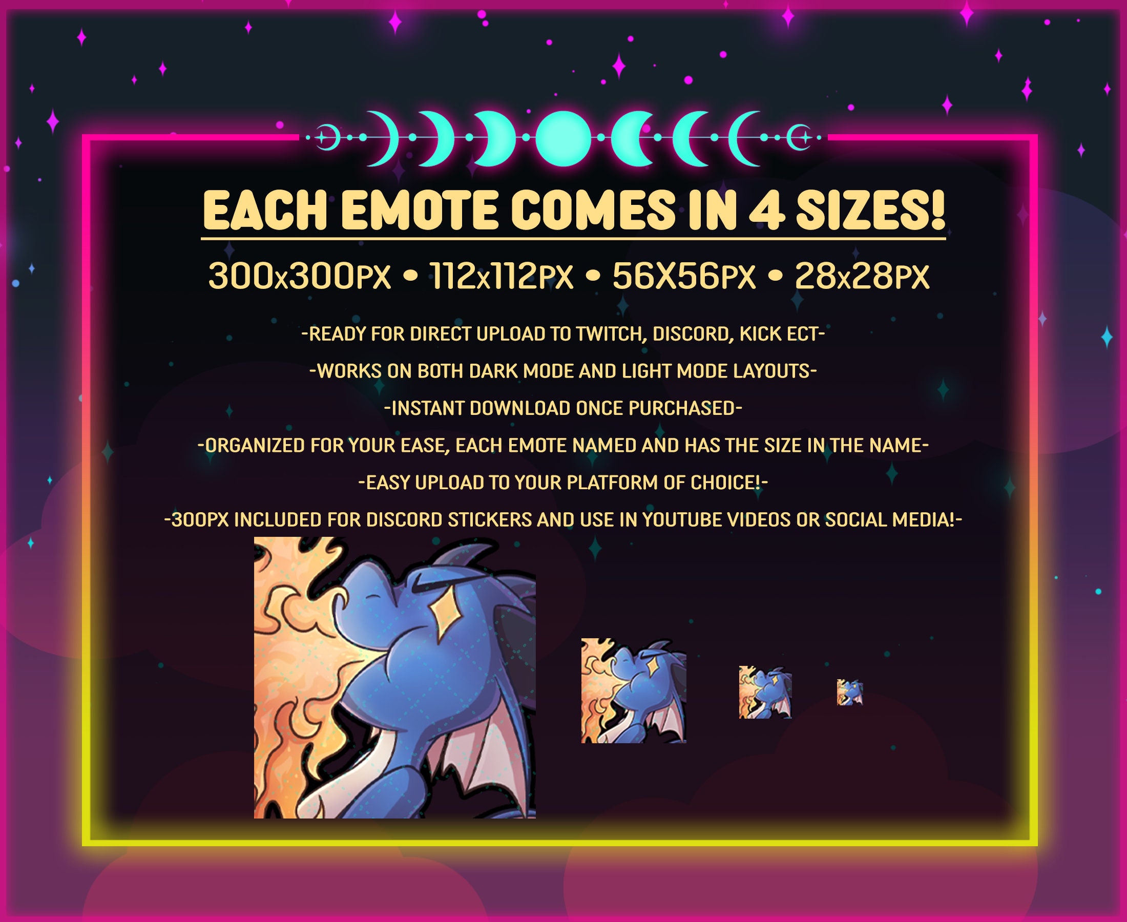 Dragon Twitch and Discord Emotes Set 1 Blue 6 Cool Dnd - Etsy