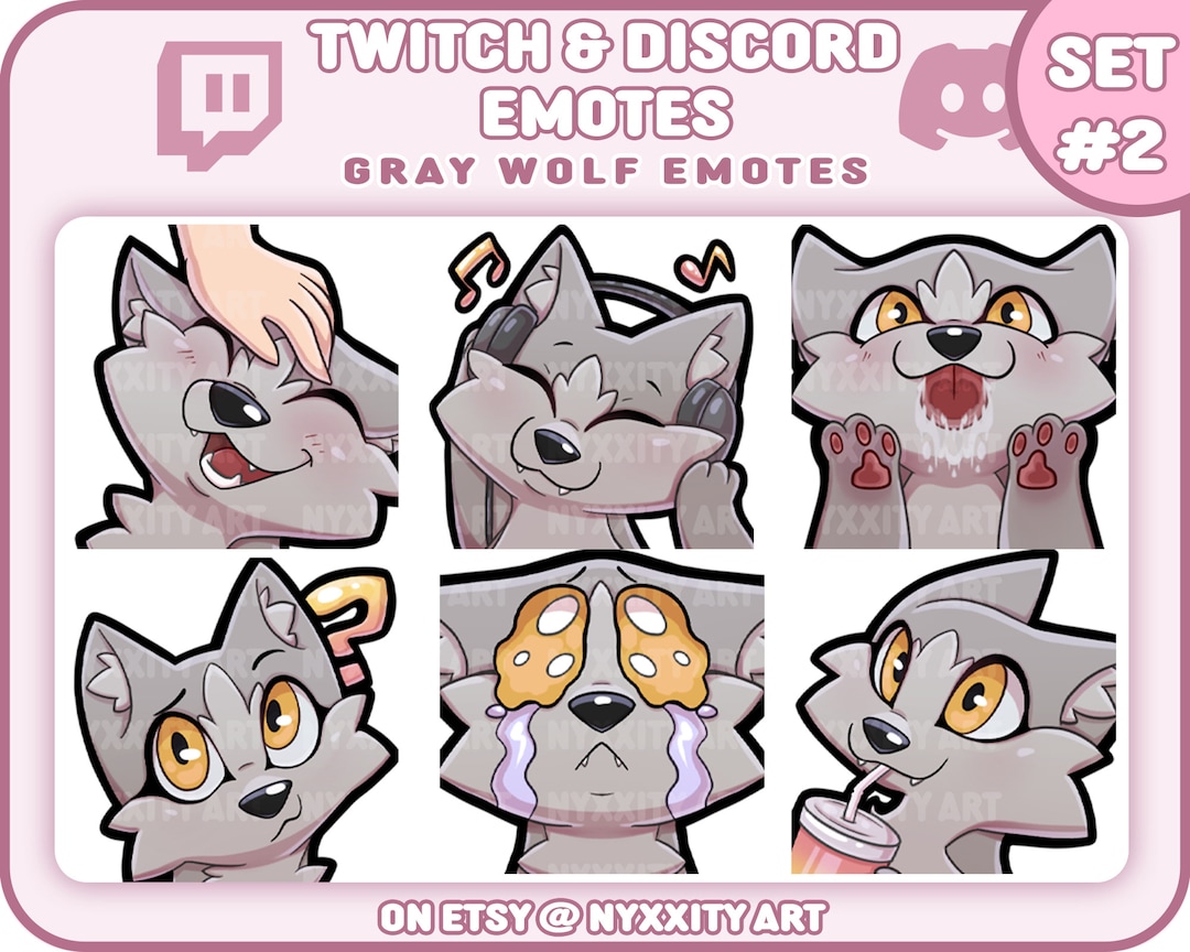 Gray Wolf Twitch and Discord Emotes Set 2 6 Cool Emojis for - Etsy