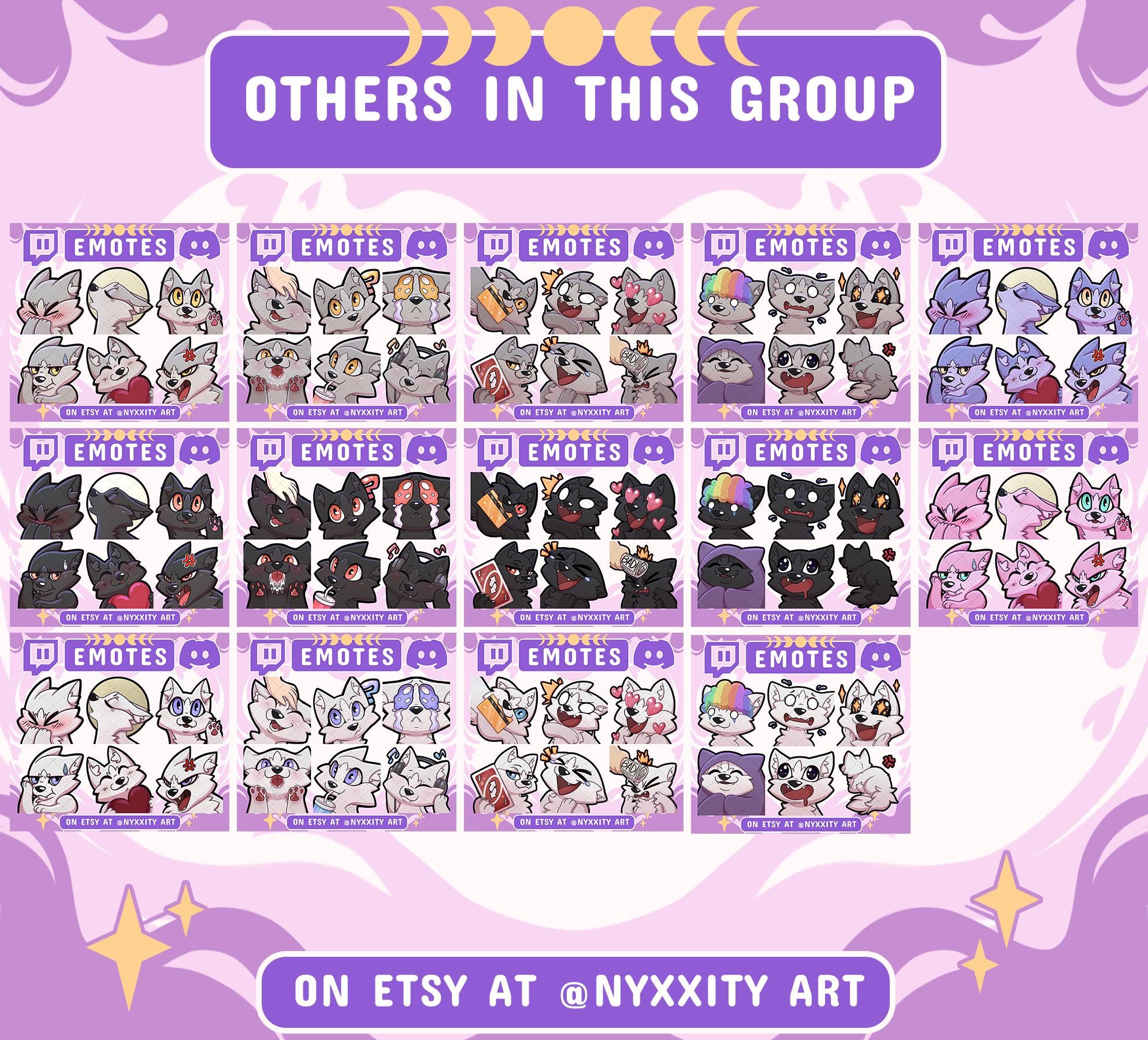 Animated Wolf Twitch Emotes: Custom Streamer Emojis (digital Download ...