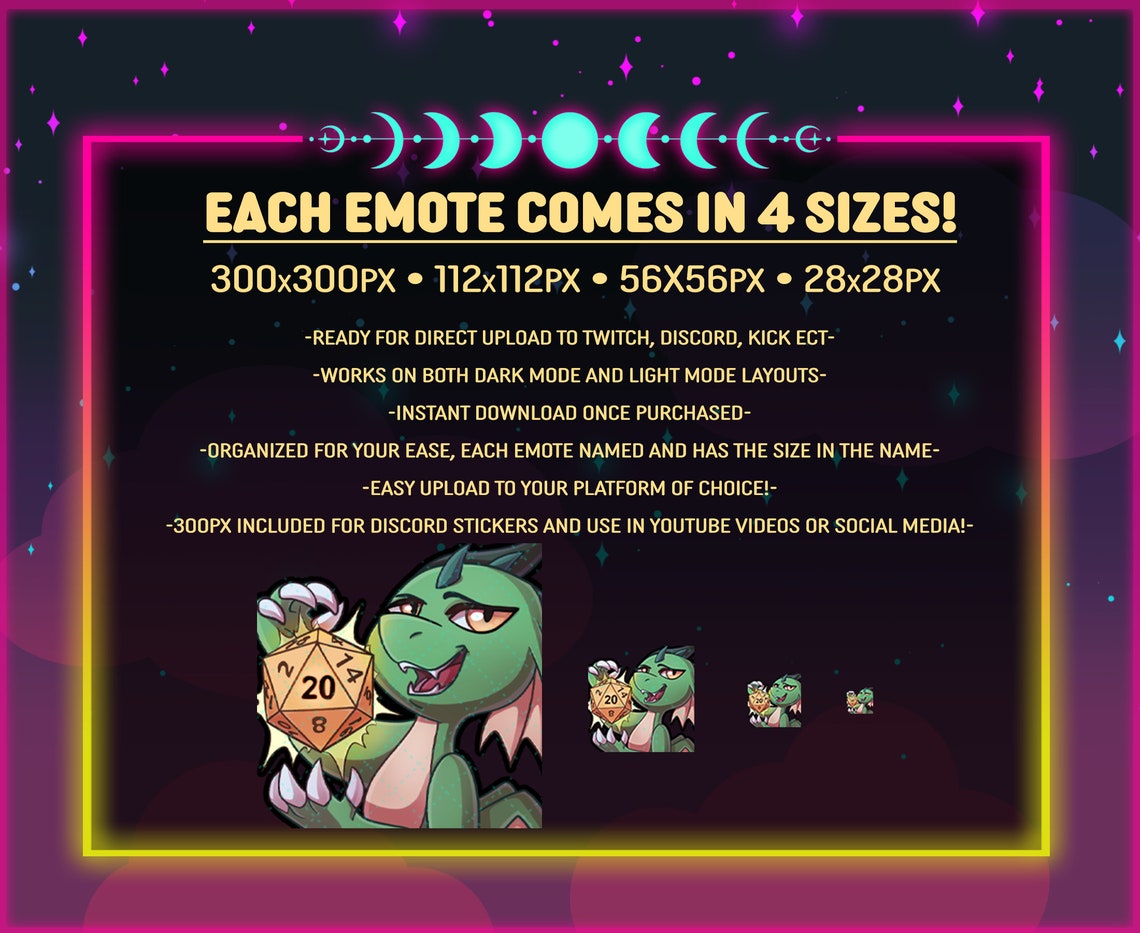 Dragon Twitch and Discord Emotes Set 2 Green 6 Cool Dnd - Etsy