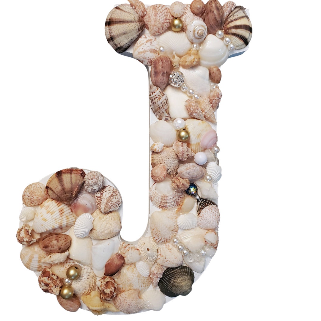 Seashell Art Monogram Wall Art Initial Seashell Decorations - Etsy