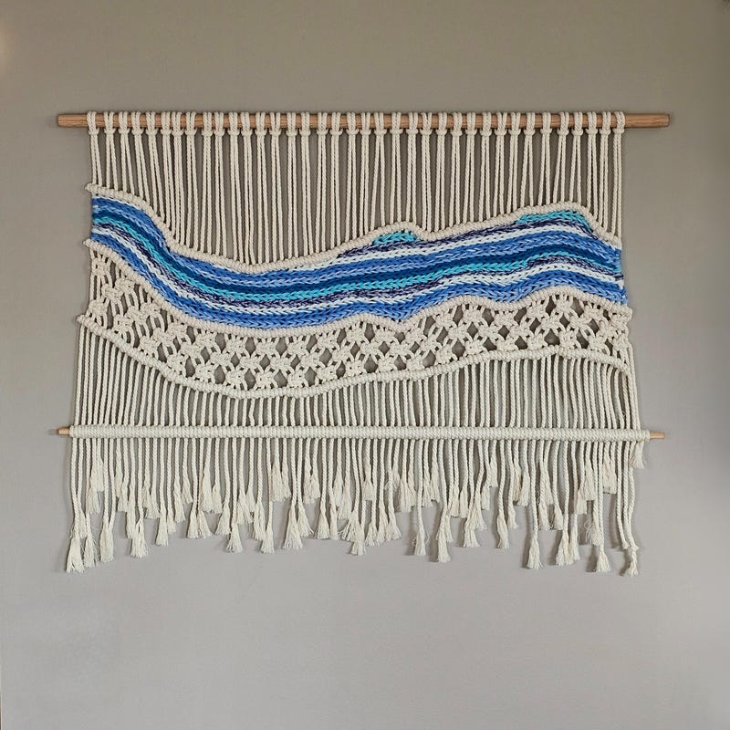 Blue Macrame Wall Hanging - Etsy