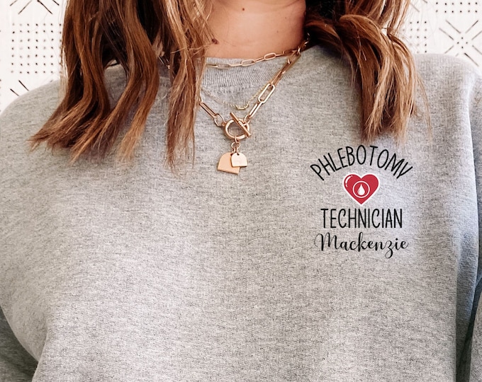 Personalized Phlebotomist Double Sided Sweatshirt, Custom Medical ...