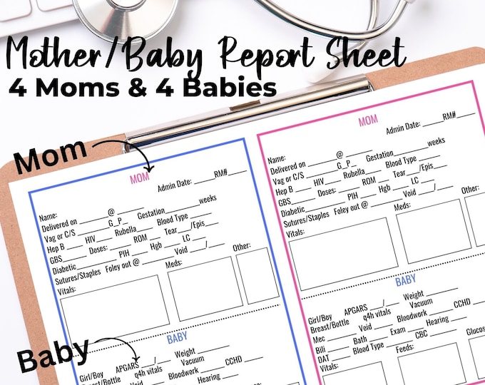 Postpartum Report Sheet (extra Baby Report Sheet Included!) - Etsy