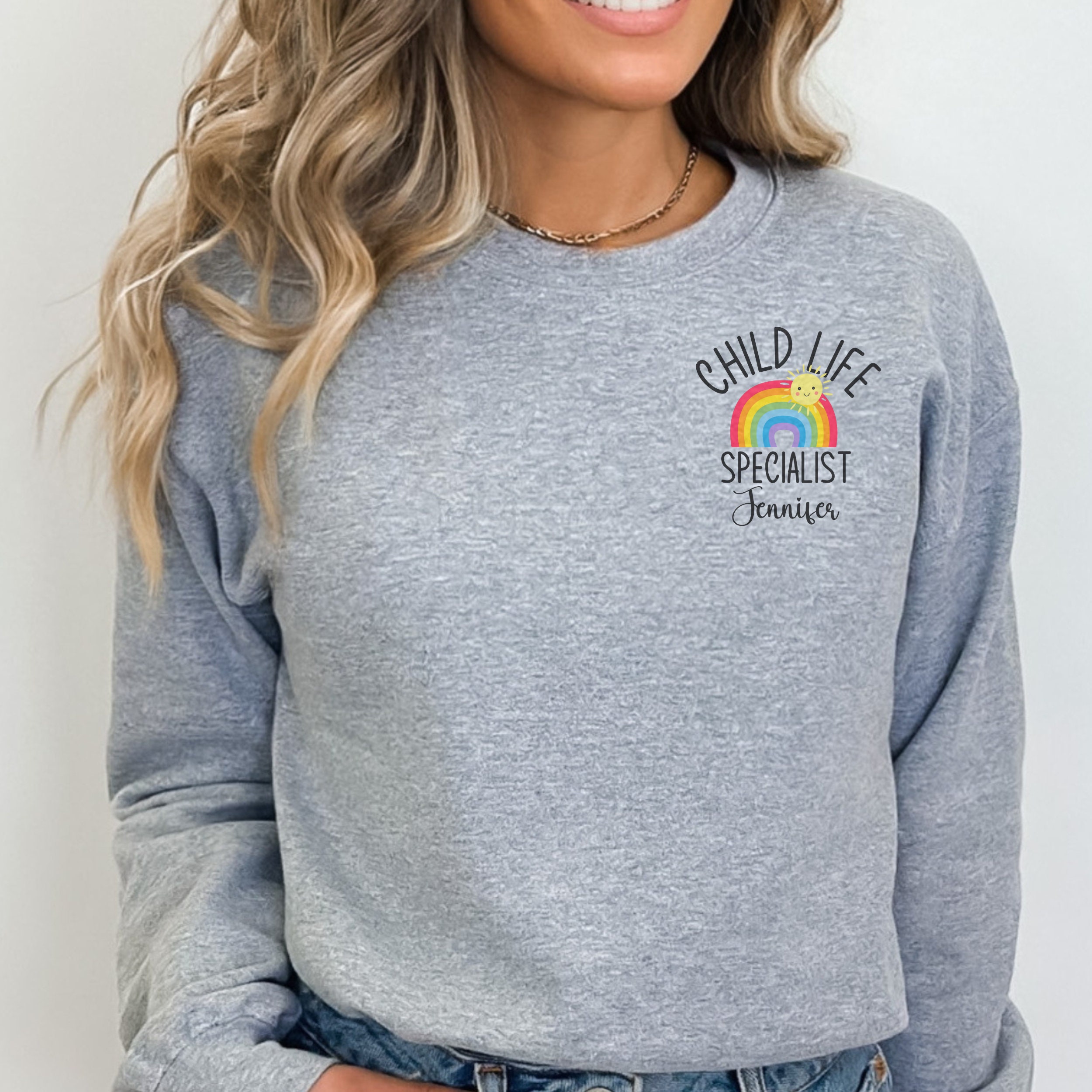 Personalized Child Life Specialist Sweatshirt, Rainbow Design - Etsy