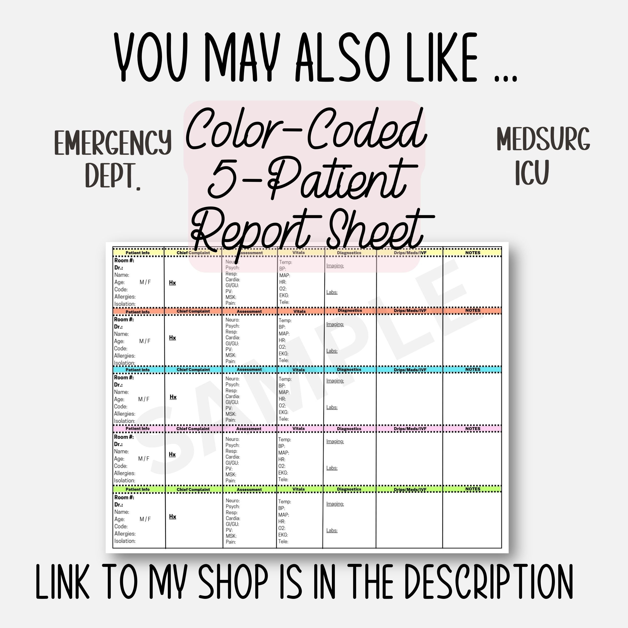 Telemetry Nurse Report Sheet Med Surg Nurse Report Sheet ICU - Etsy