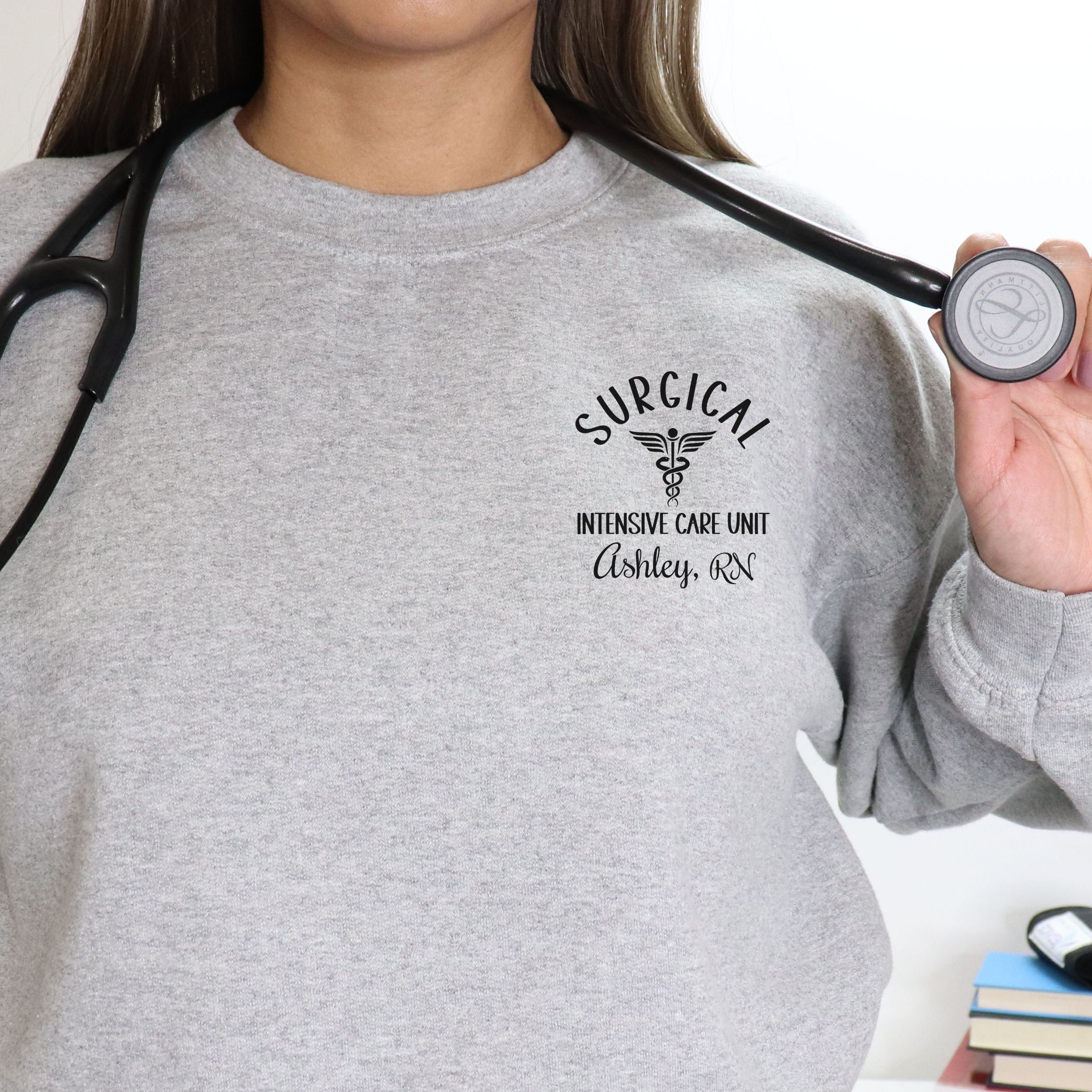 Personalized SICU Nurse Sweatshirt, Custom SICU Nurse Shirt, ICU Nurse ...