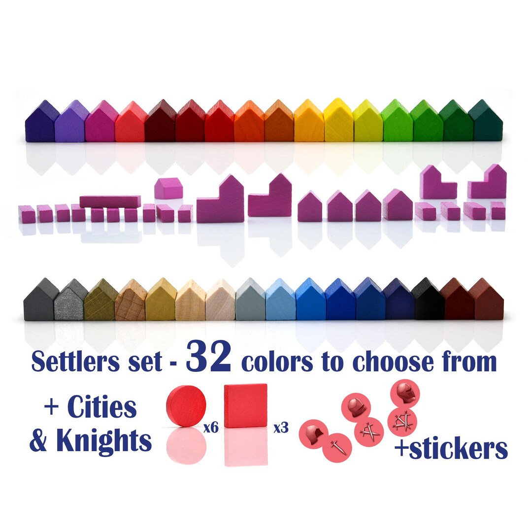 Wooden Set to Settlers + CITIES&KNIGHTS + Stickers [29 Colors] Settle ...