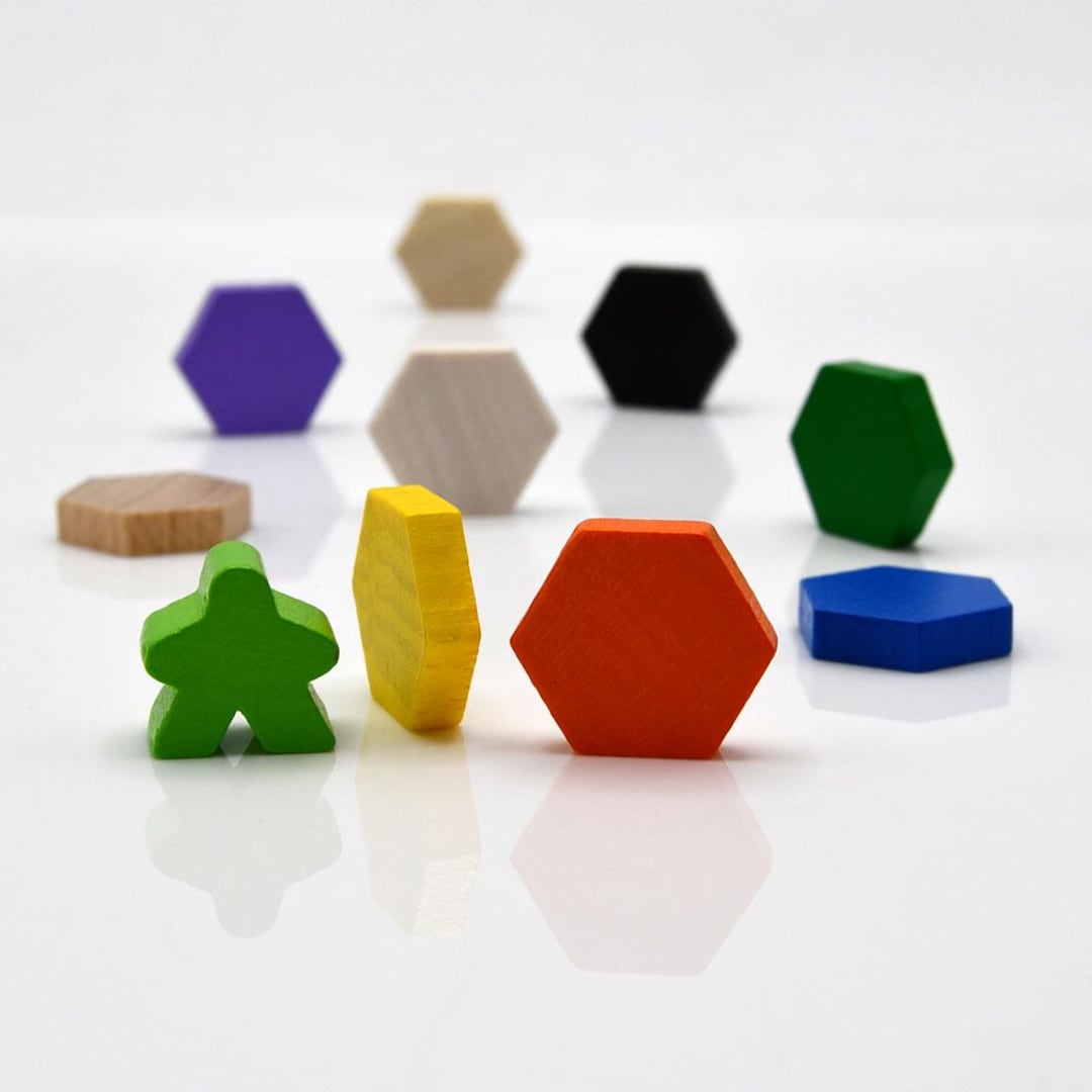Flat Hexagon 20x5mm [25/32'] [18 Colors] Wooden Token to Board Games - Etsy