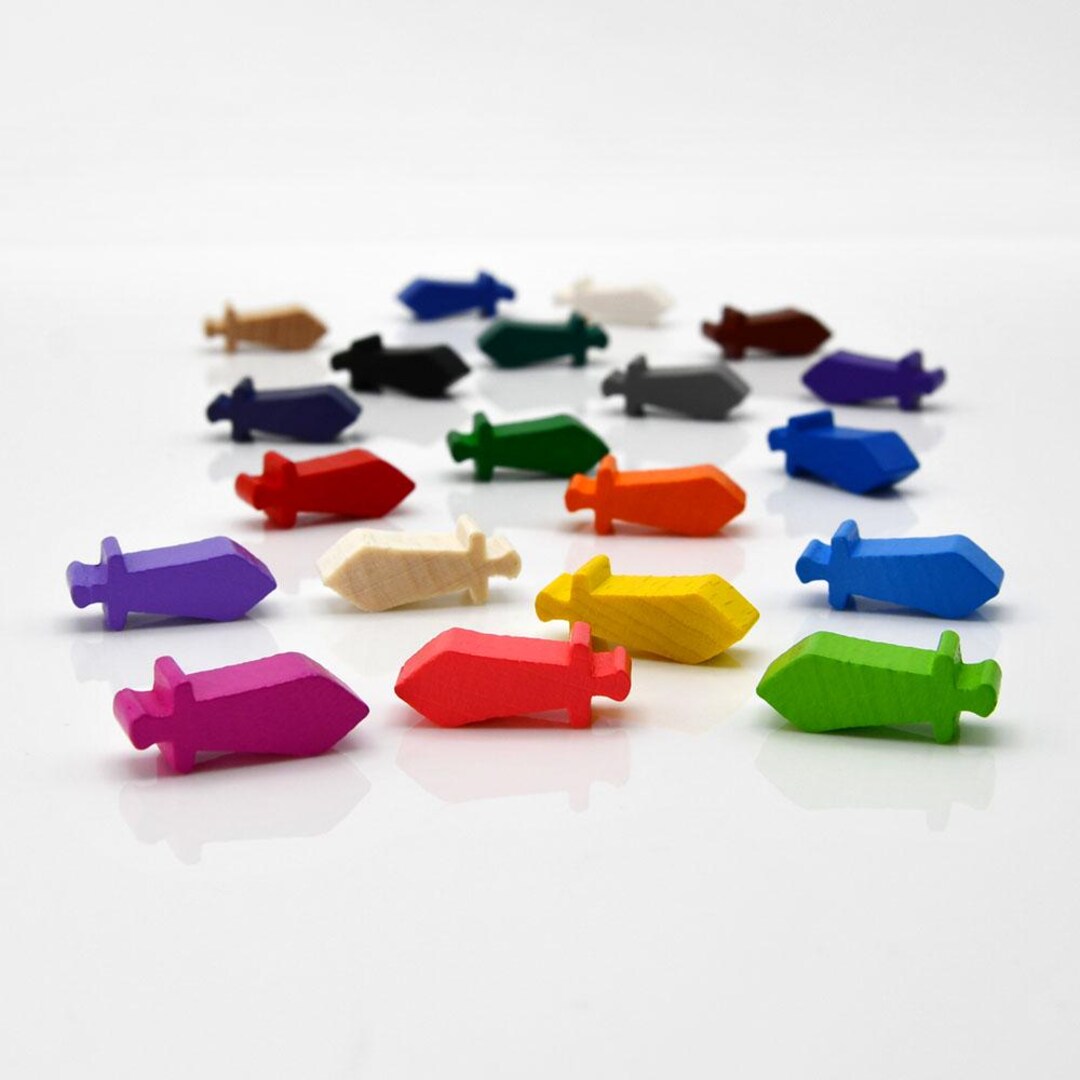 Sword / Blade / Saber 9x24x8mm [23 Colors] Wooden Token to Board Games ...