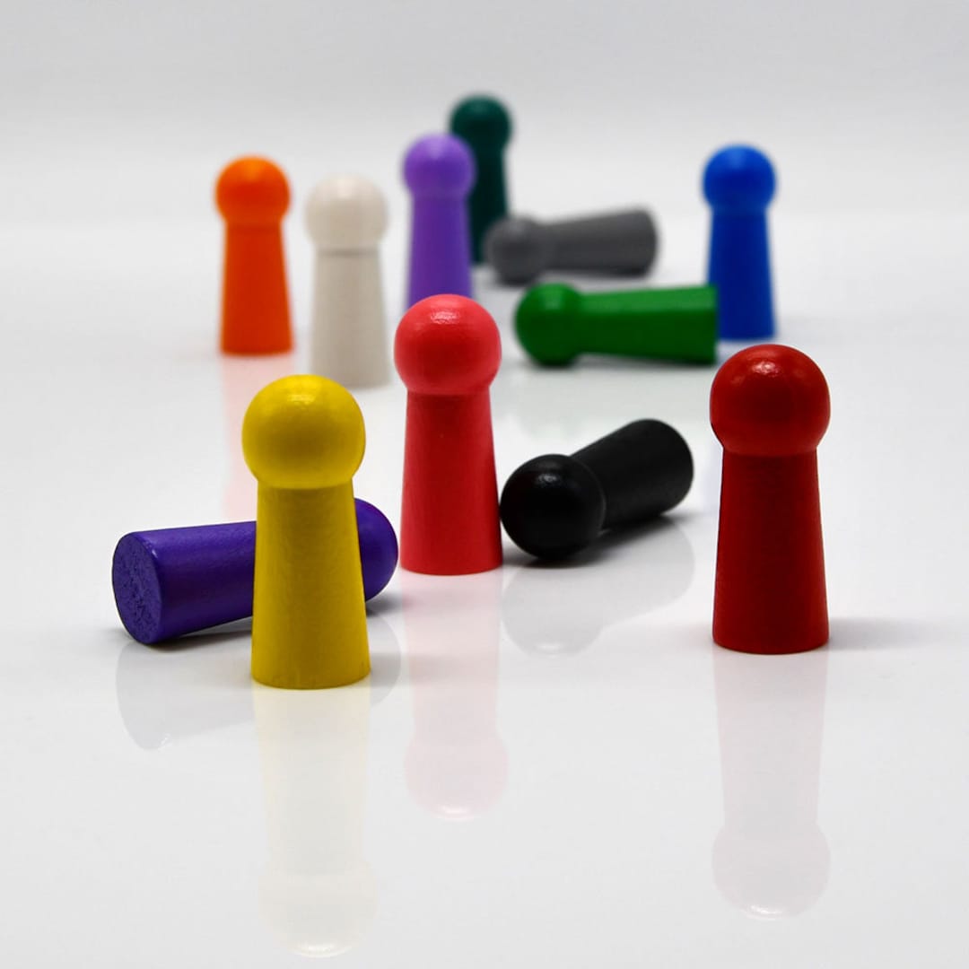 BIG PAWN/HALMA 38mm Height 15mm Width [14 Colors] Wooden Token to Board ...