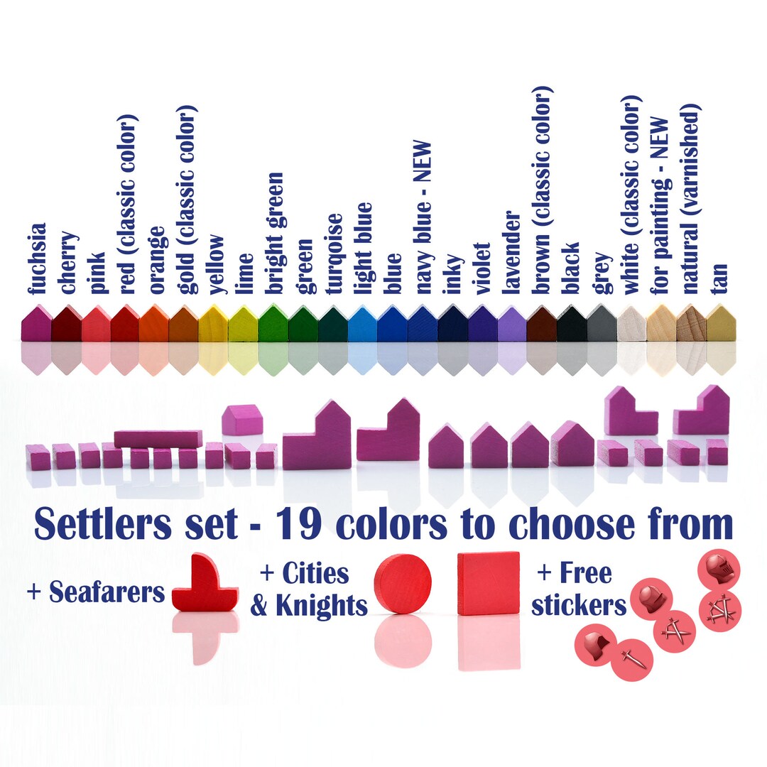 Wooden Set to Settlers SEAFARERS CITIES&KNIGHTS Stickers 25 Colors ...