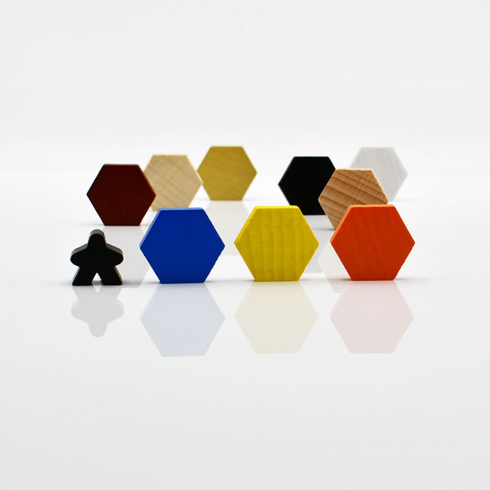 Flat Hexagon 25x5mm [63/64'] [19 Colors] Wooden Token to Board Games - Etsy