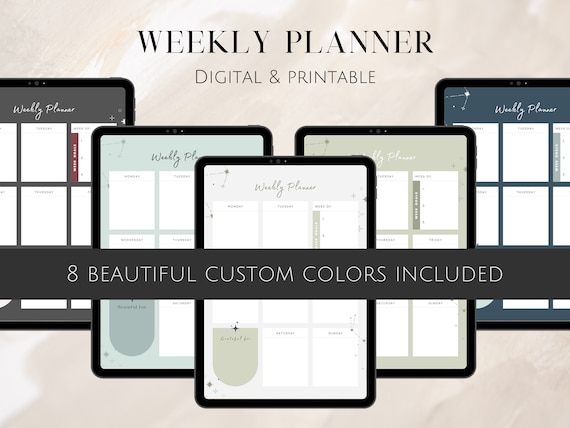 Weekly Digital Planner Digital & Printable 8 Custom Colors | Etsy