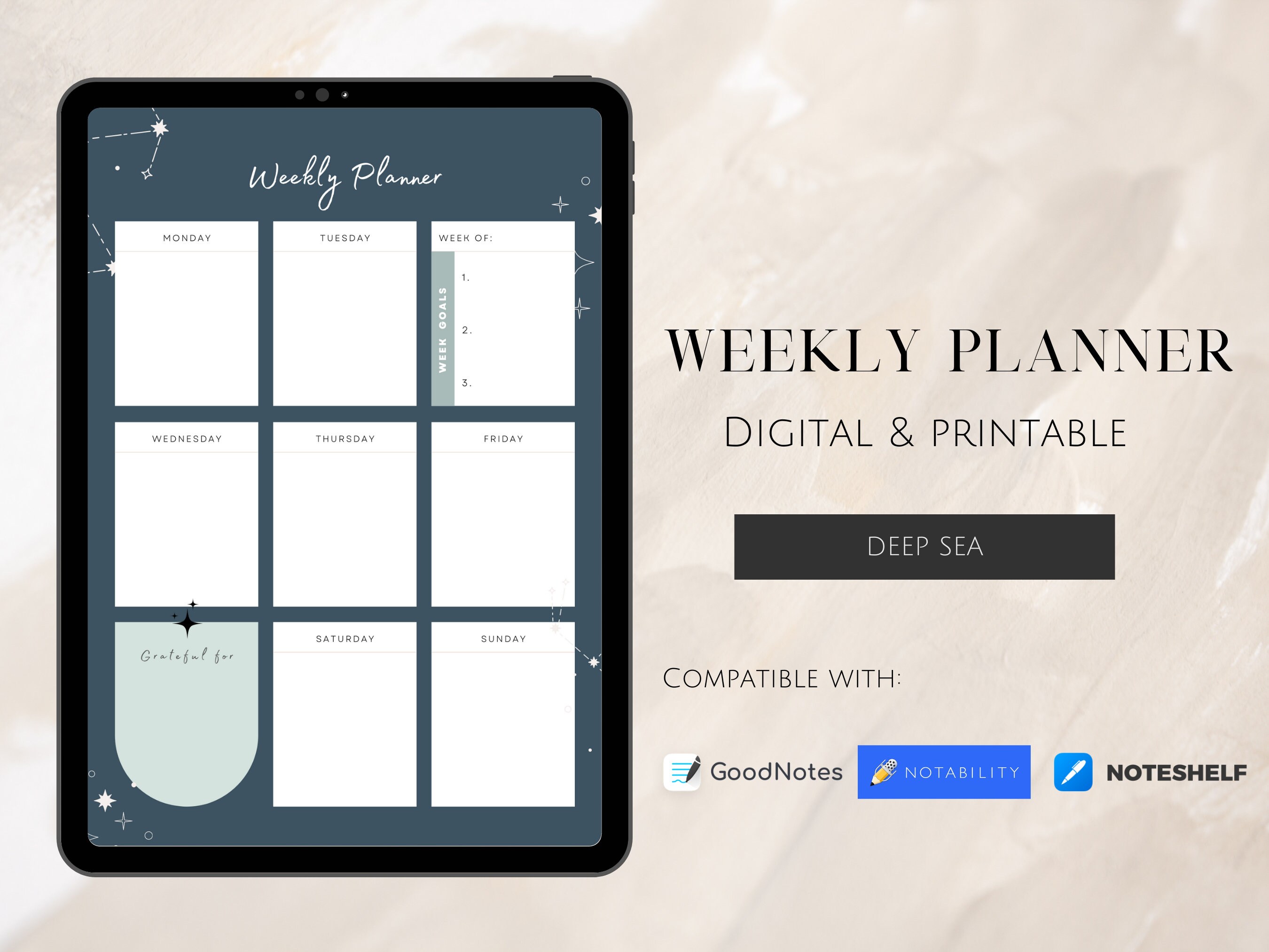 Weekly Digital Planner Digital & Printable 8 Custom Colors Sage Neutral ...
