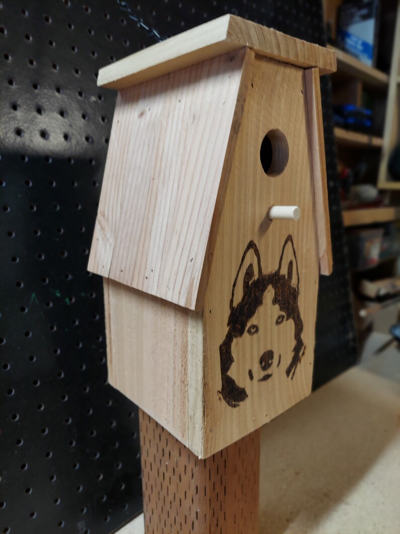 Husky Dog Wood Burnt -100% All Cedar Birdhouse - ONE OF A KIND. Never ...