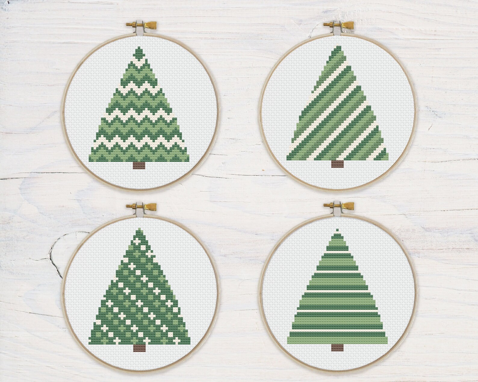 4 Christmas Trees Cross Stitch Pattern | Winter Cross Stitch | Modern ...