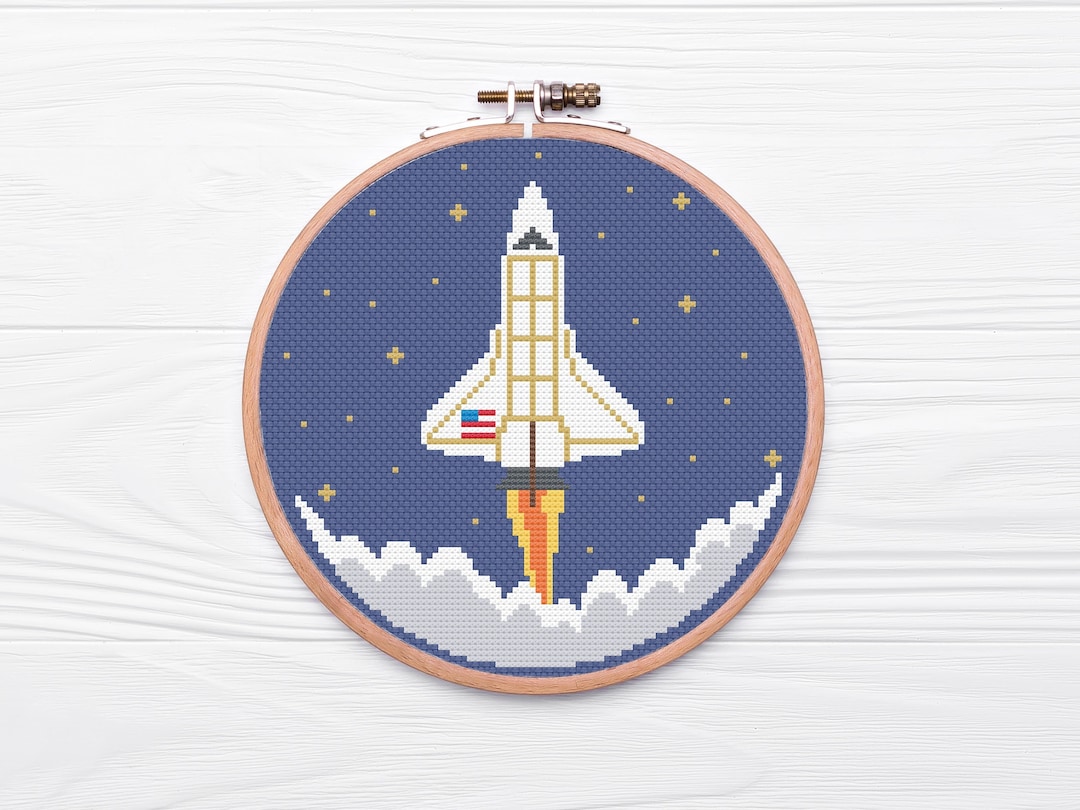 Space Shuttle Cross Stitch Pattern | Space Rocket Cross Stitch | Modern ...