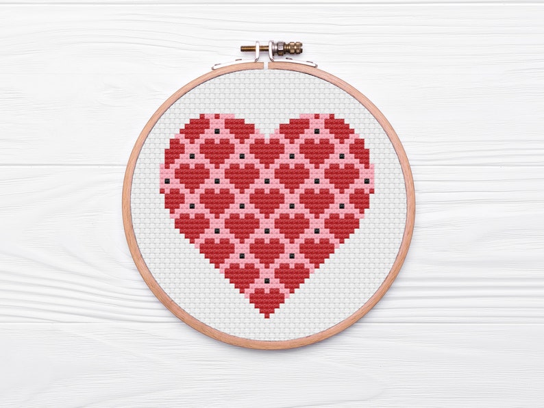 Hearts in a Heart Cross Stitch Pattern | Valentine's Day | Mother's Day ...