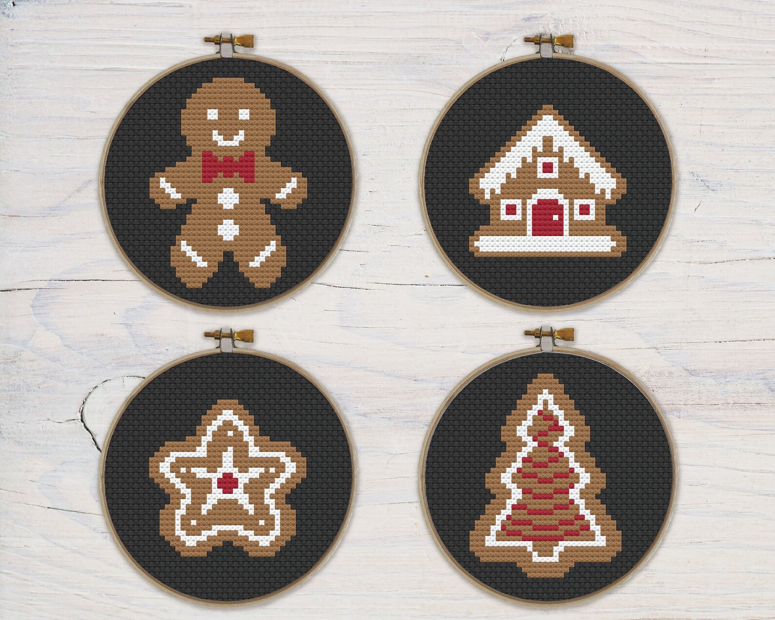 Gingerbread Cookies Cross Stitch Pattern | Christmas Cross Stitch ...