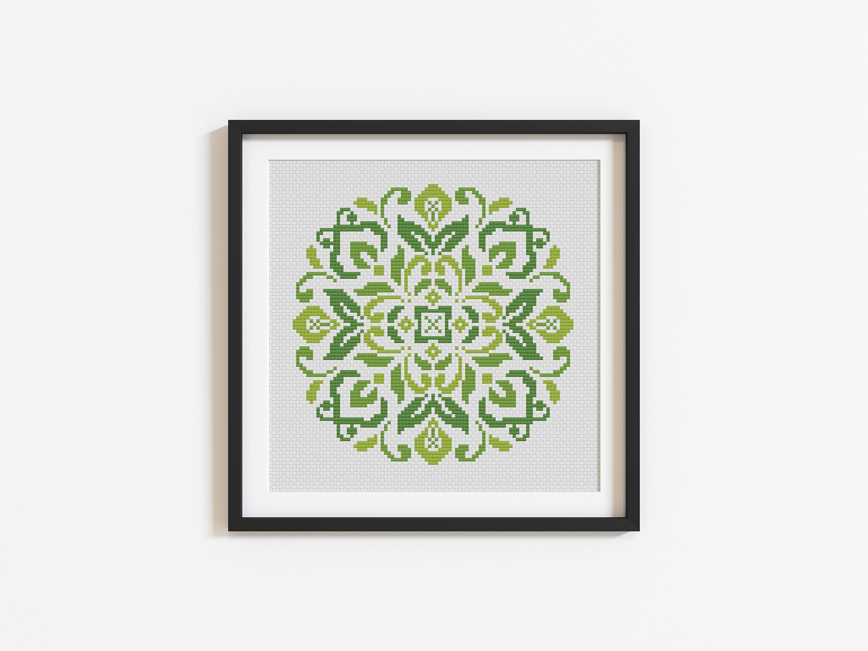 Green Mandala Cross Stitch Pattern Diwali Rangoli Cross - Etsy