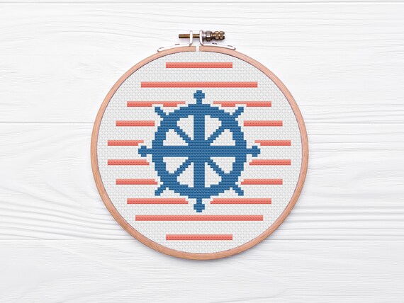 Ship's Helm Cross Stitch Pattern Nautical Cross Stitch - Etsy