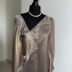 Beautiful Soft and Flowy Glass Tissue Saree in Stone With Stone Work ...