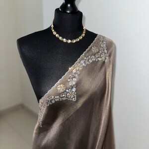 Beautiful Soft and Flowy Glass Tissue Saree in Stone With Stone Work ...