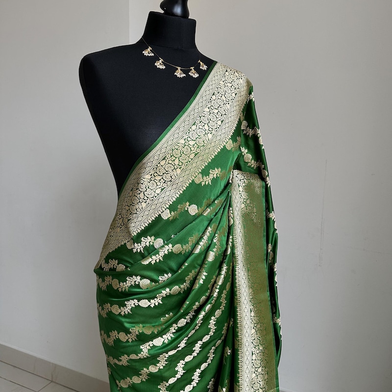 Forest Green Saree - Etsy