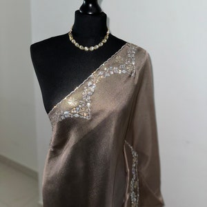 Beautiful Soft and Flowy Glass Tissue Saree in Stone With Stone Work ...