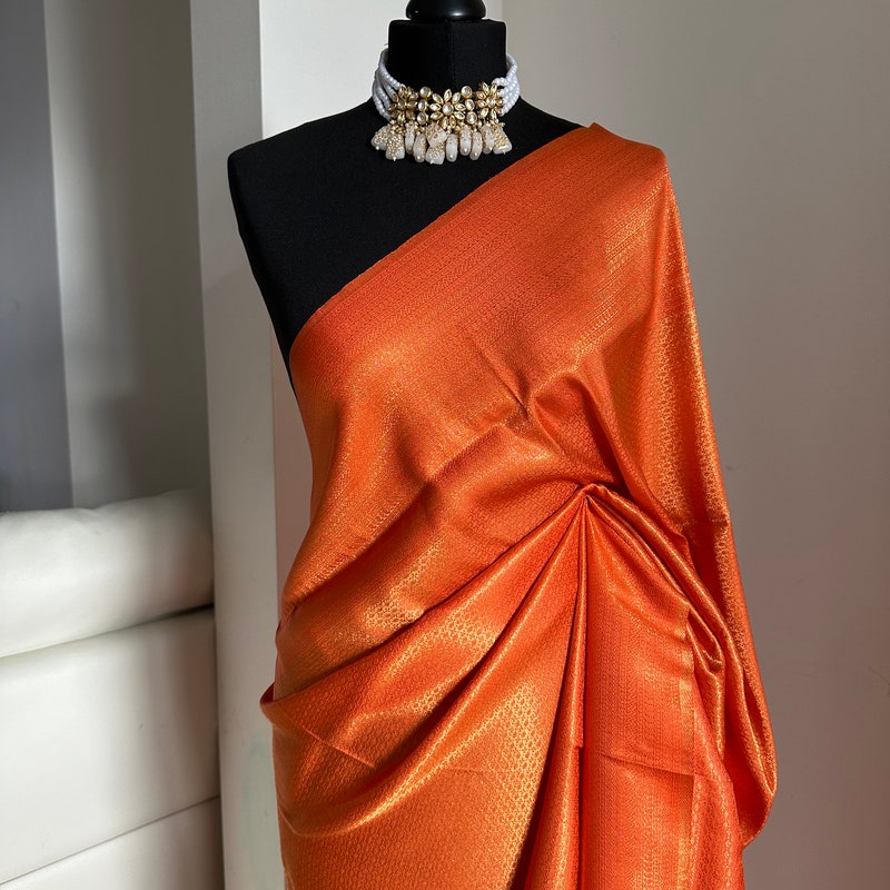 Rusted Orange Saree - Etsy UK