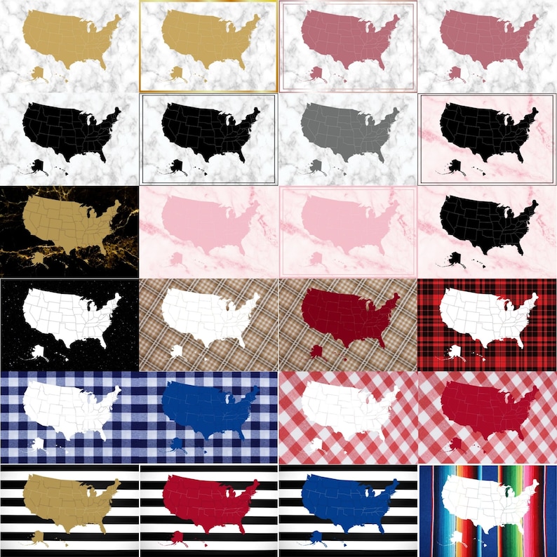 Bundle USA Map Aesthetic Digital Art, Wall Art, Decal, Download ...