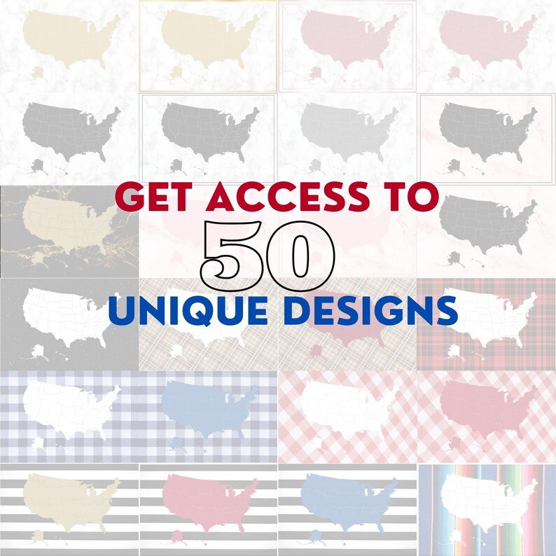 Bundle USA Map Aesthetic Digital Art, Wall Art, Decal, Download ...