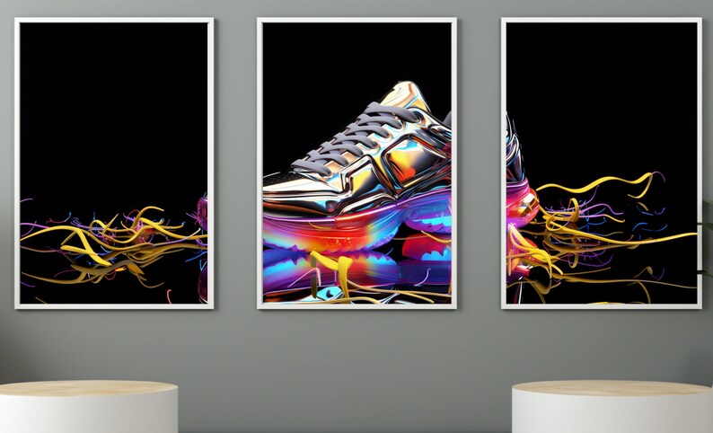 3 Panel Wall Art Sneakers Abstract Urban Shoe Collage - Etsy
