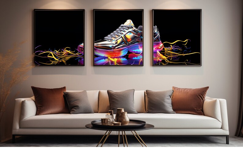 3 Panel Wall Art Sneakers Abstract Urban Shoe Collage - Etsy