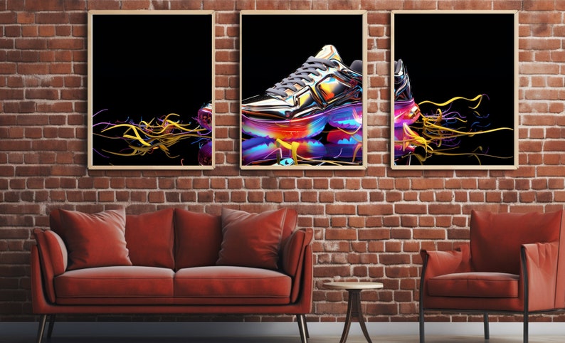 3 Panel Wall Art Sneakers Abstract Urban Shoe Collage - Etsy